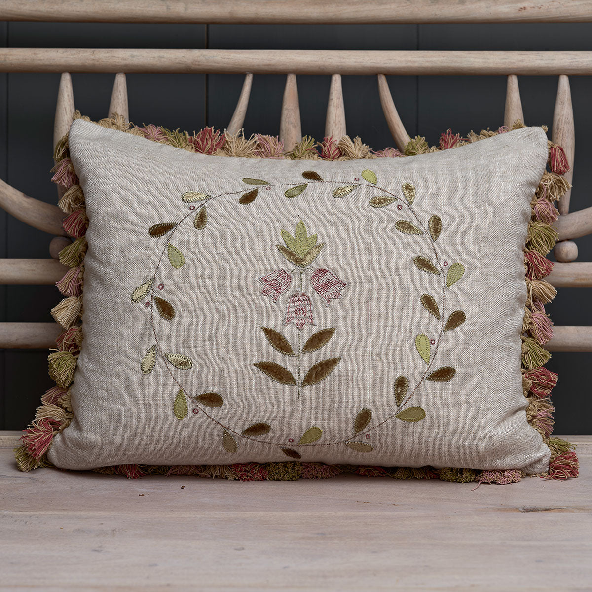 Red Green Fritillary Rustic Linen Cushion – Susie Watson Designs