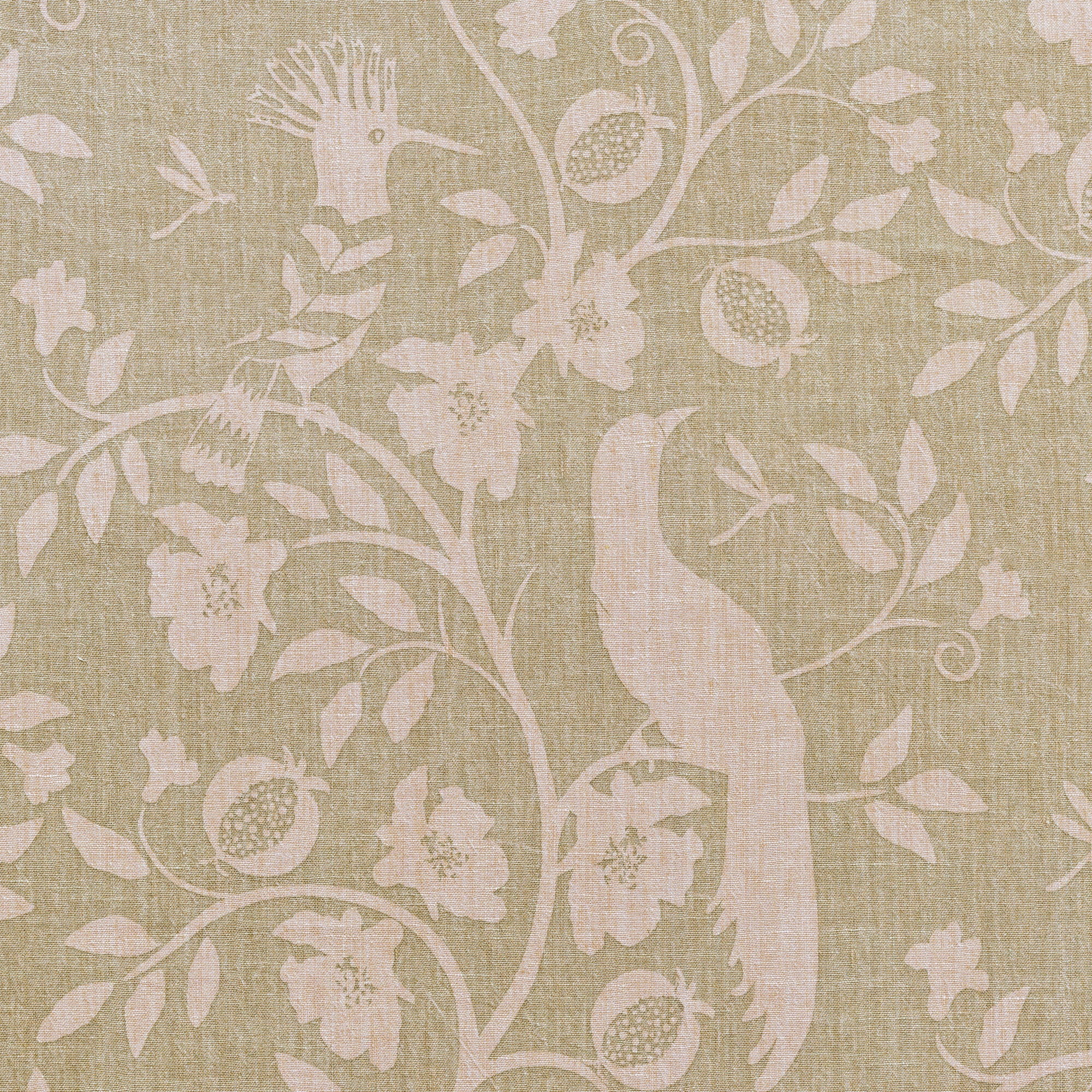 Chartreuse Hoopoe Rustic Linen - Stonewashed Panel (3.2m Approx) - 351 ...