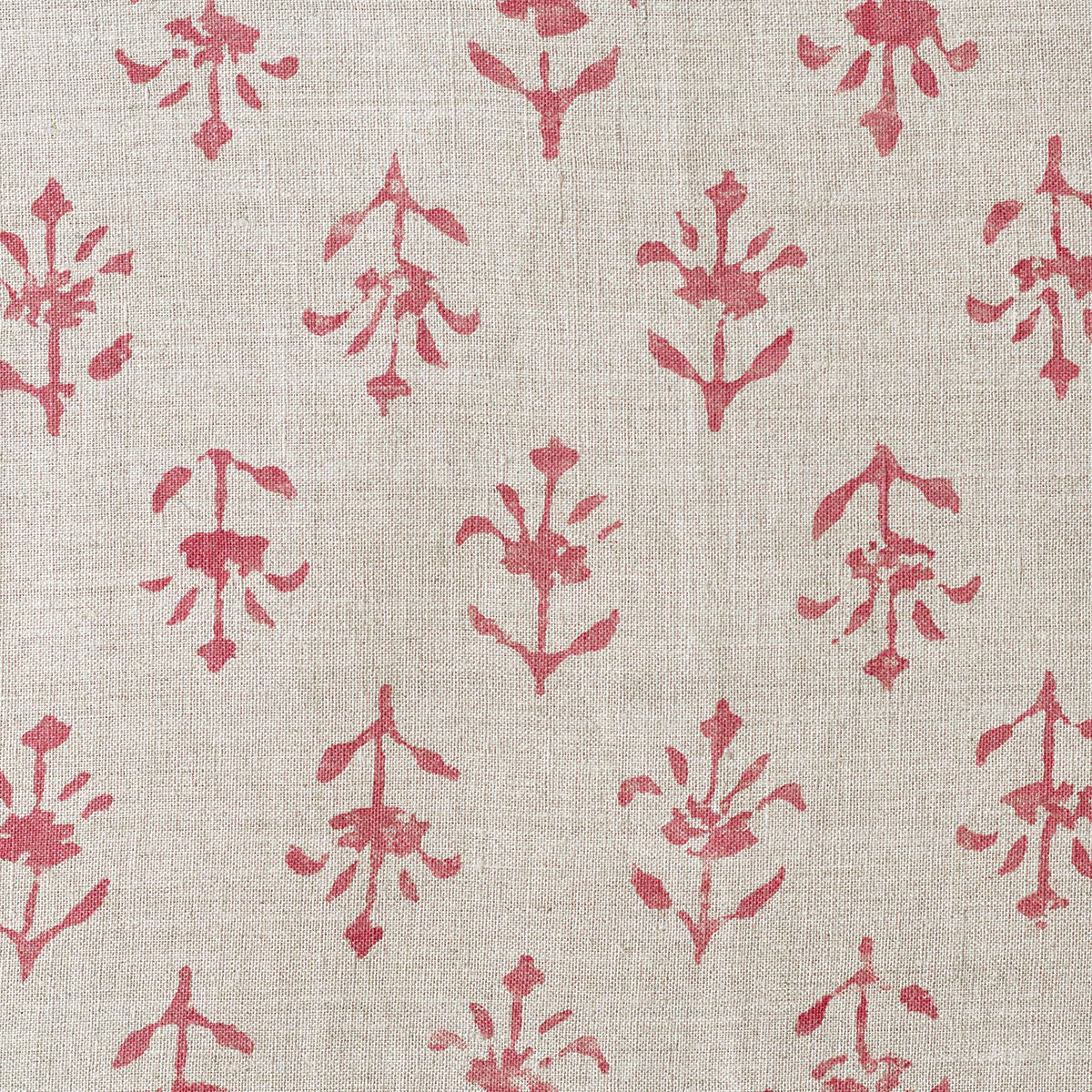Hand-printed Indian Red Moonflower Linen – 335 - Roll Ends – Susie ...