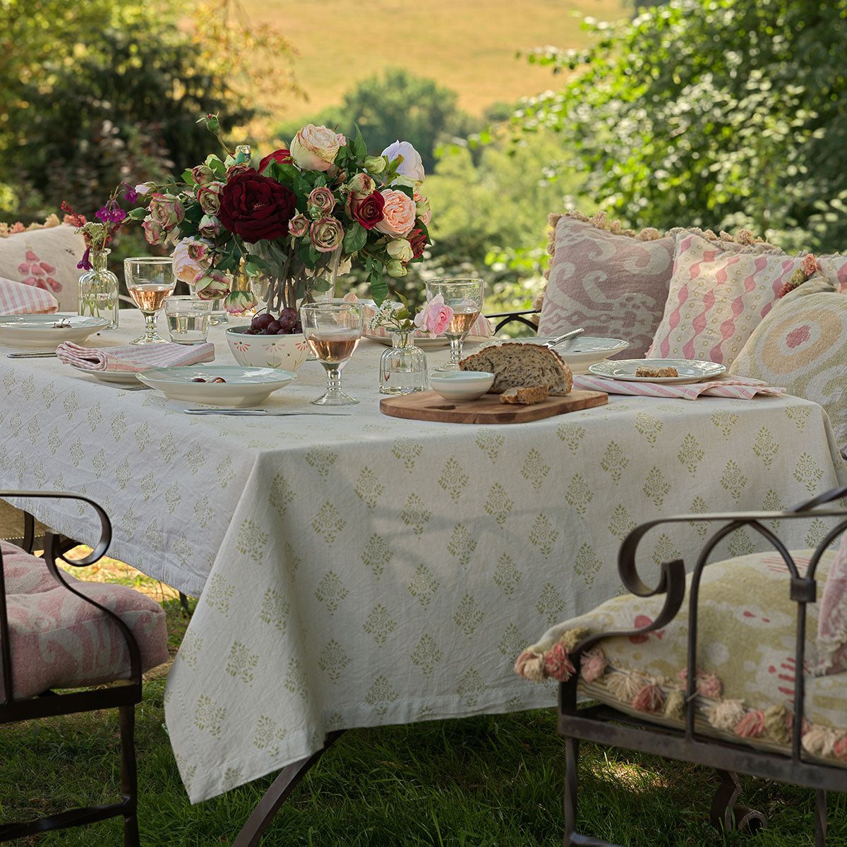Green Anisha Tablecloth – Susie Watson Designs