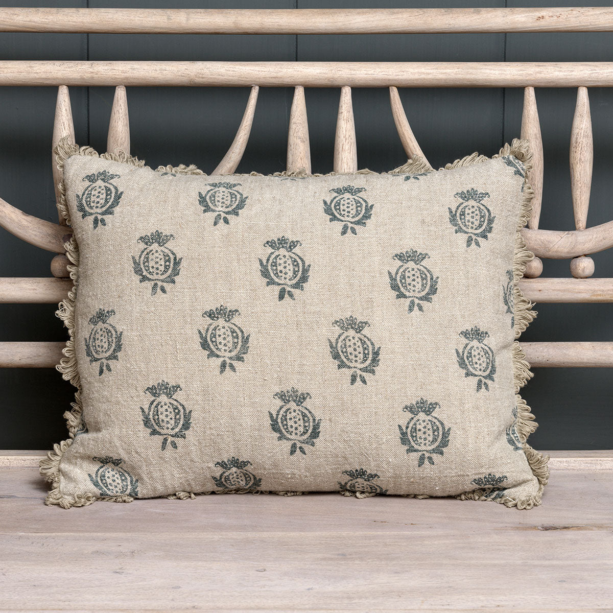 Indigo Pomegranate Rustic Linen Cushion – Susie Watson Designs