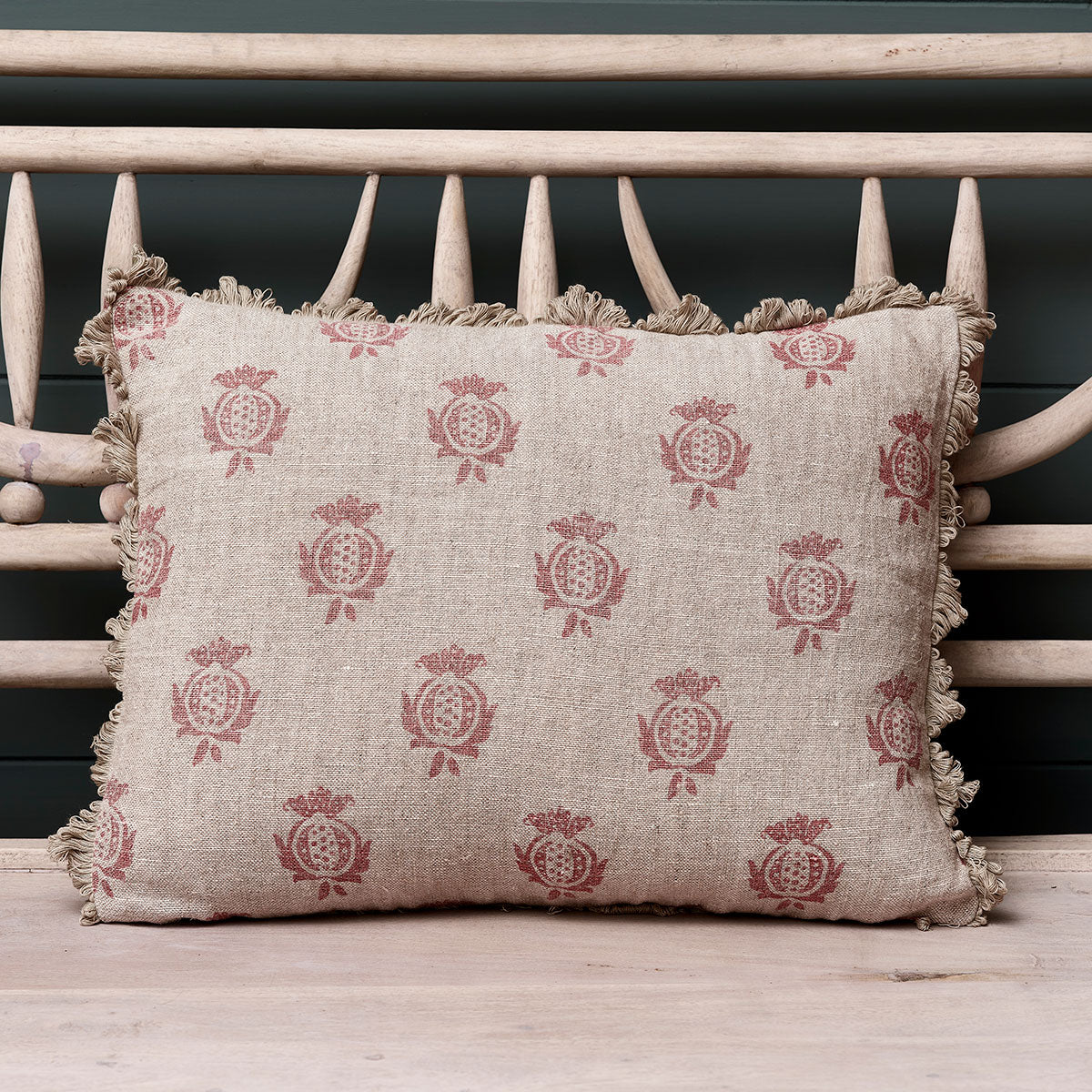 Red Pomegranate Rustic Linen Cushion – Susie Watson Designs