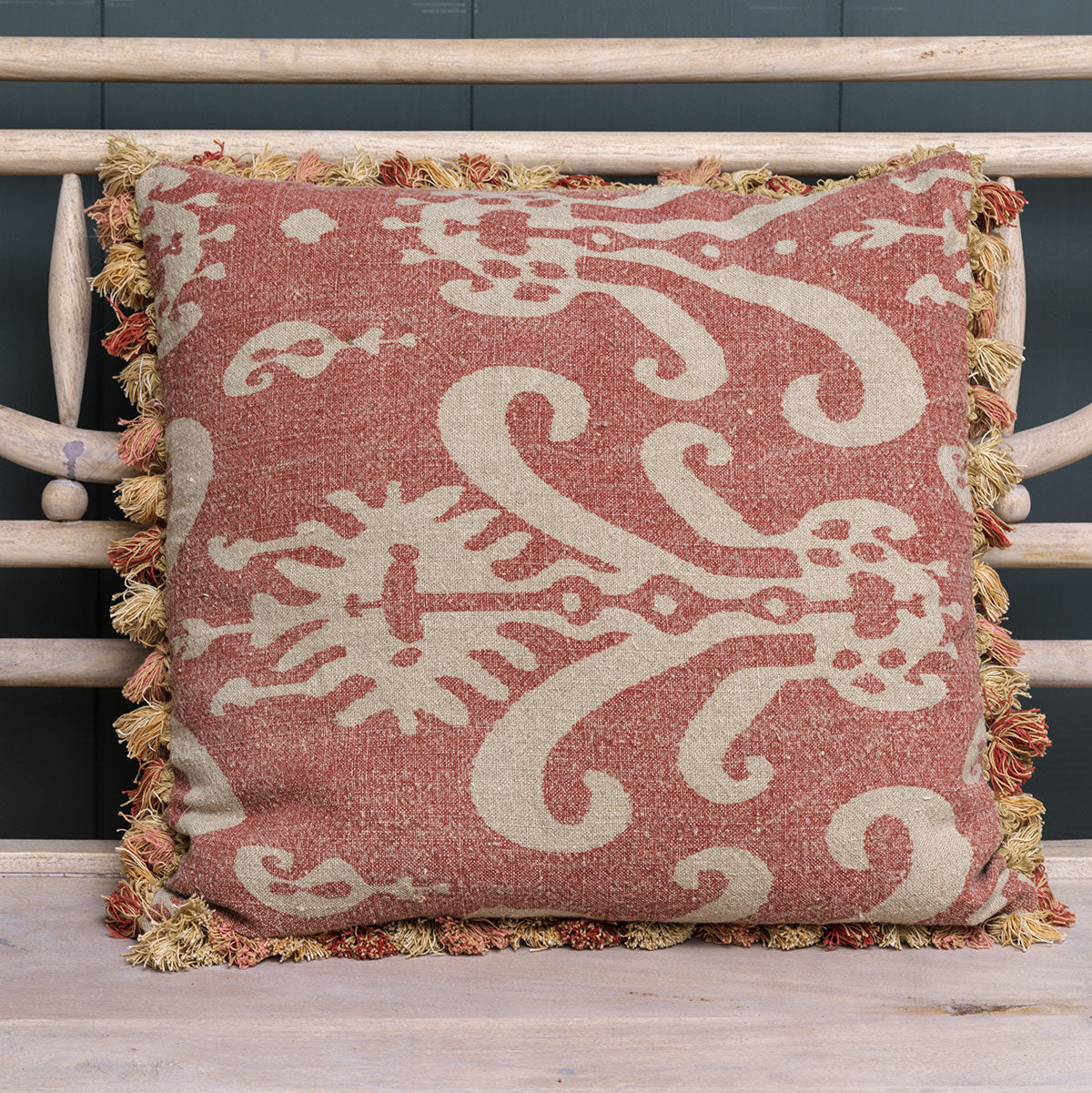 Red Earth Sacha Rustic Linen Cushion with Tassels – Susie Watson Designs