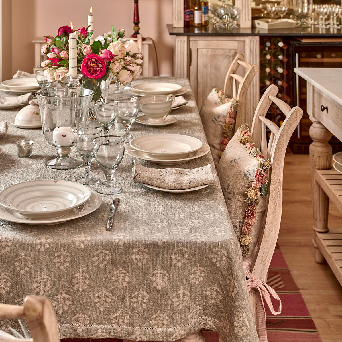 Smokey Blue Megha Rustic Linen Tablecloth – Susie Watson Designs