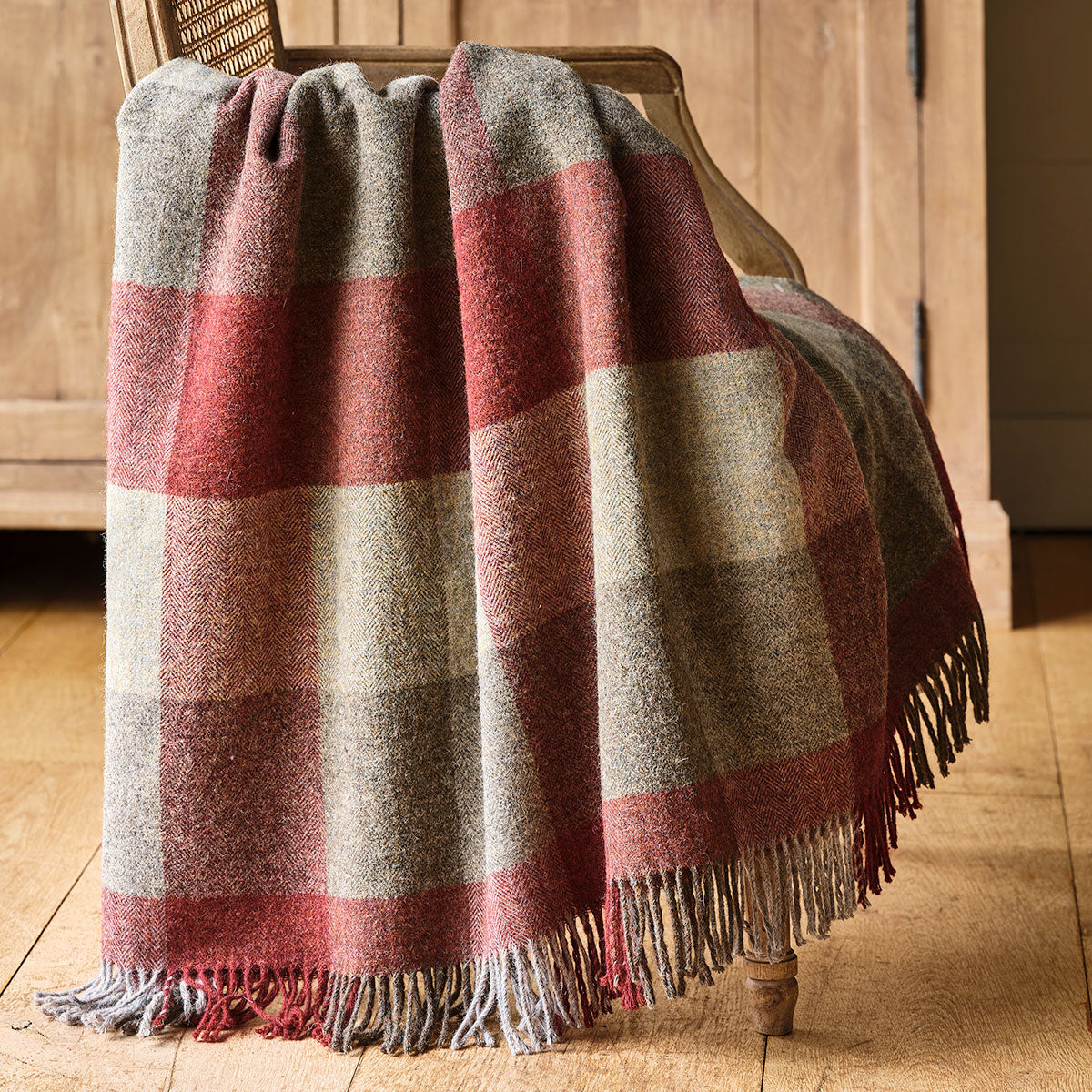 Grey Russet Harlequin Shetland Wool Throw | Susie Watson Designs