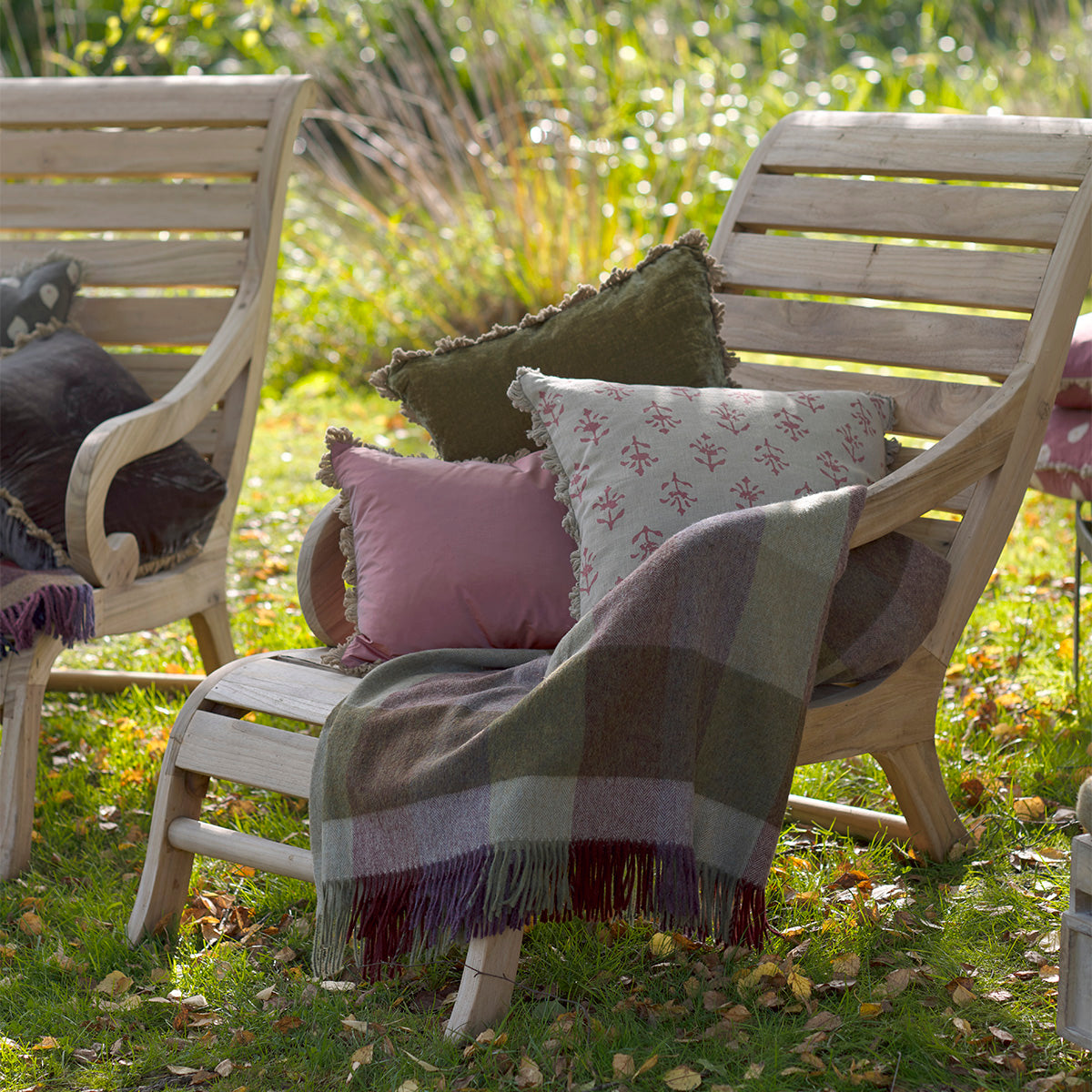 Violet Olive Harlequin Lambswool Throw | Susie Watson Designs