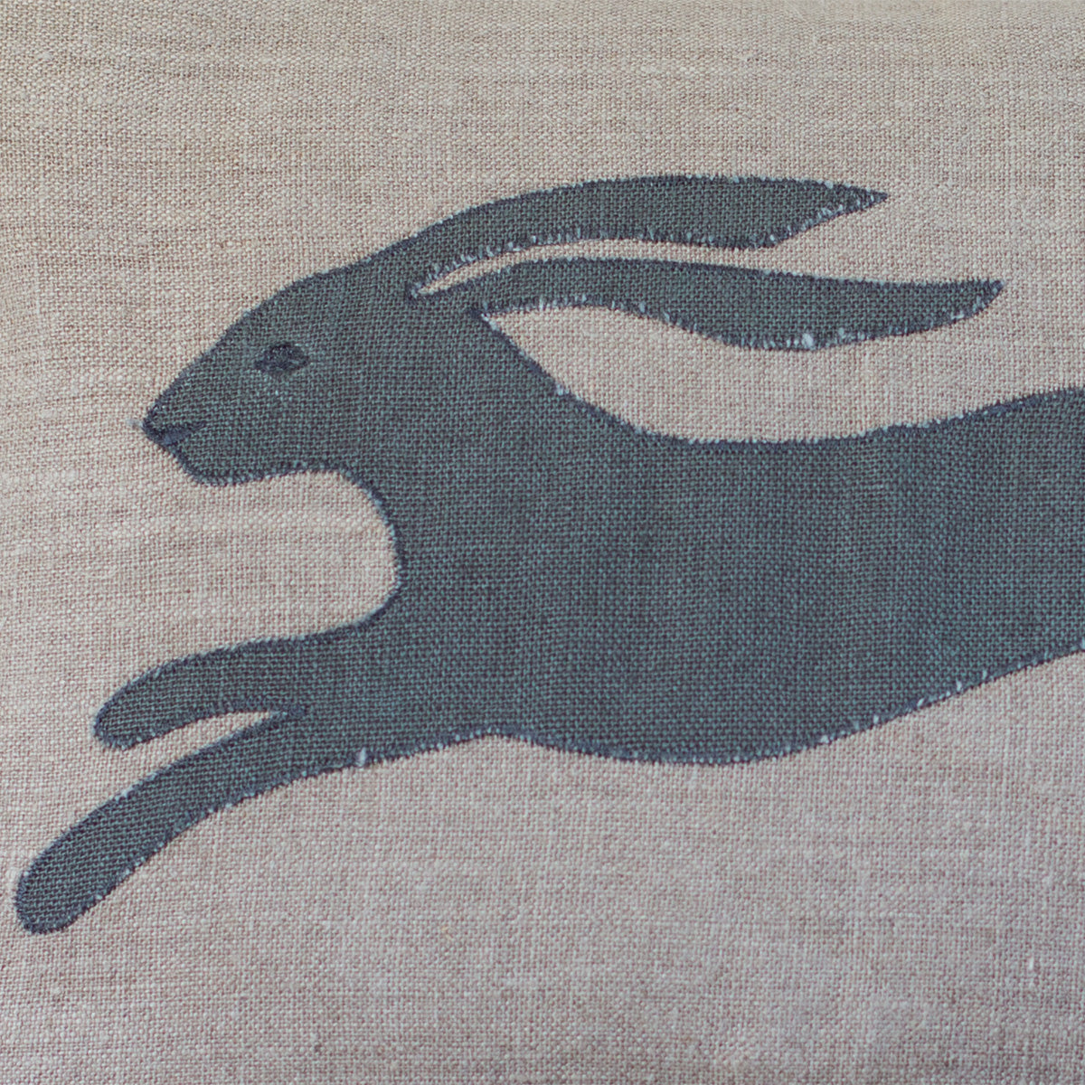 Applique Hare Linen Cushion | Susie Watson Designs