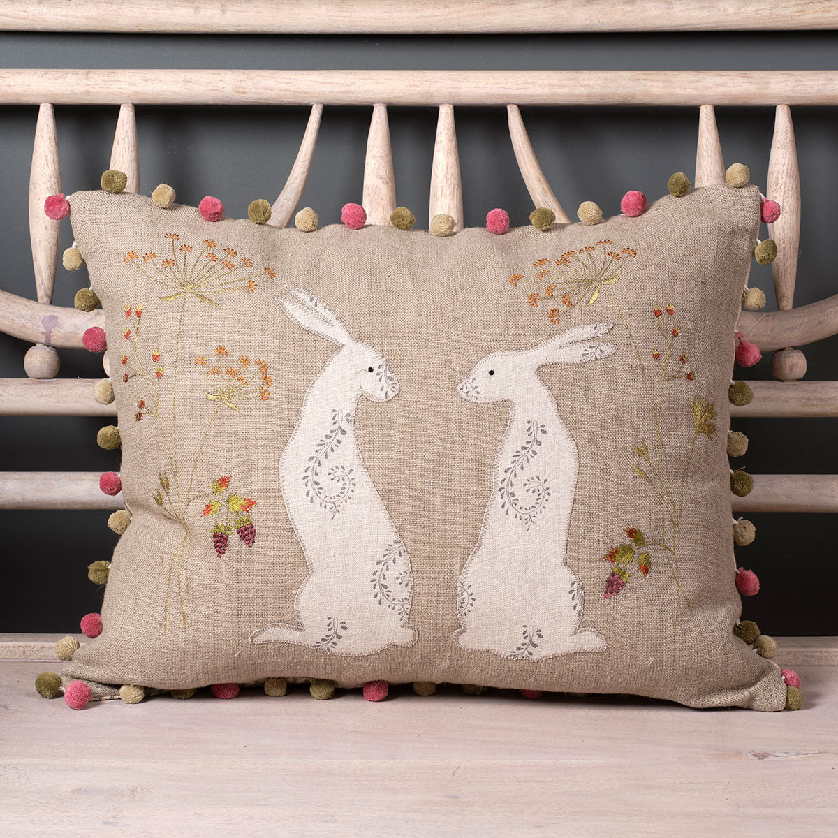 Applique Autumn Hares Cushion | Susie Watson Designs