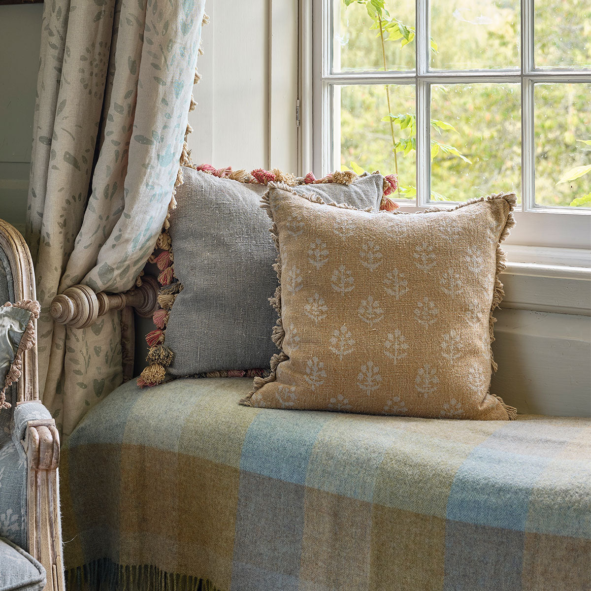 Saffron Megha Rustic Linen Cushion | Susie Watson Designs