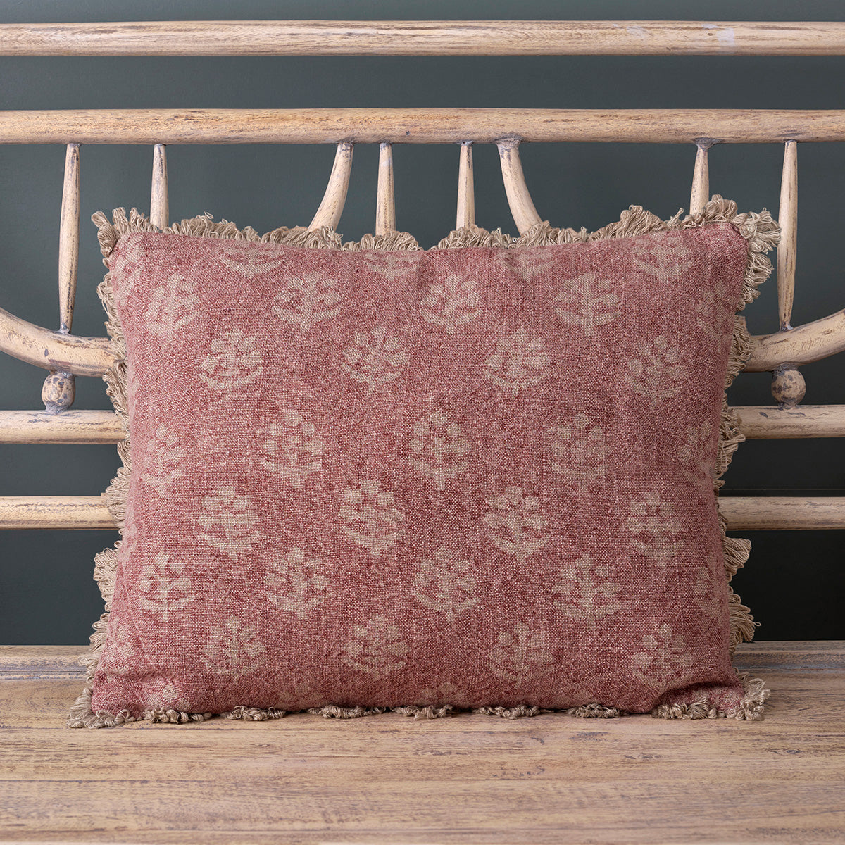 Russet Red Megha Rustic Linen Cushion | Susie Watson Designs