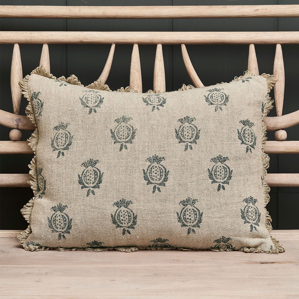 Indigo Pomegranate Rustic Linen Cushion – Susie Watson Designs