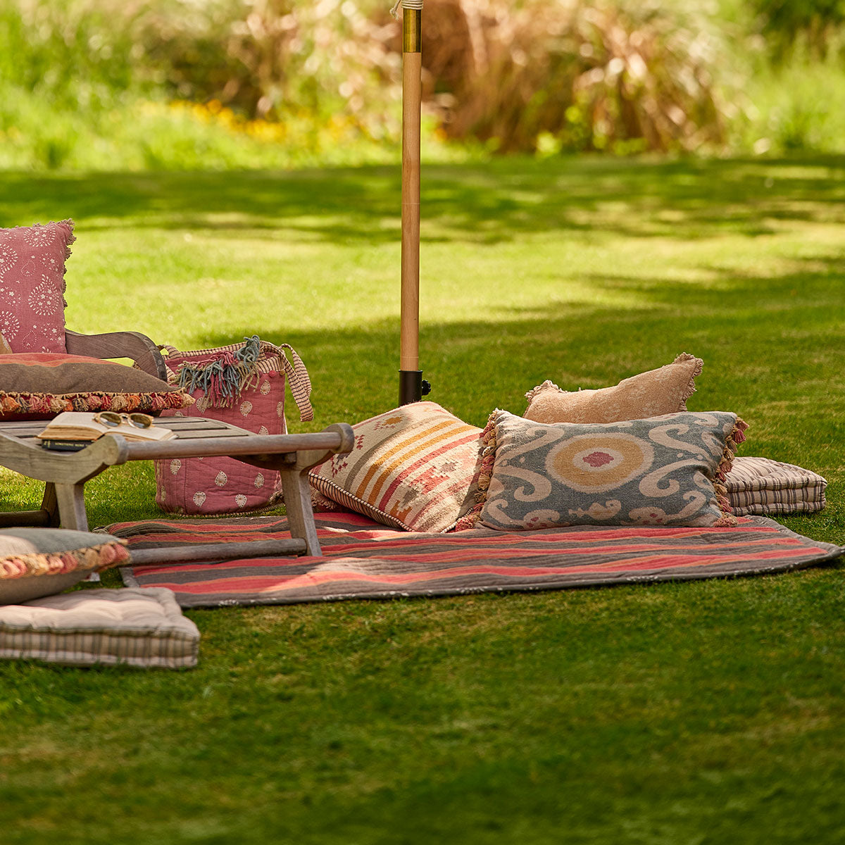 Summer Blue Bukhara Rustic Linen Cushion with tassels | Susie Watson ...