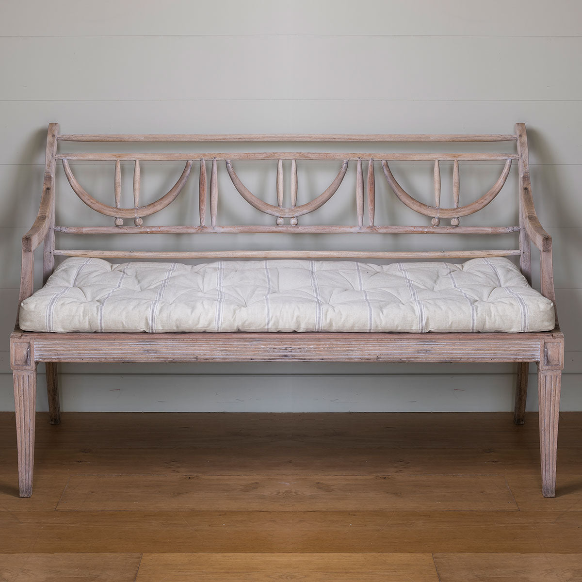 Large Gustavian Bench Box Cushion - Charcoal Gustavian Stripe | Susie ...