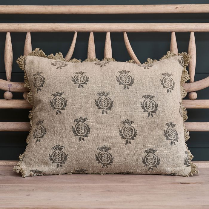 Charcoal Pomegranate Rustic Linen Cushion – Susie Watson Designs