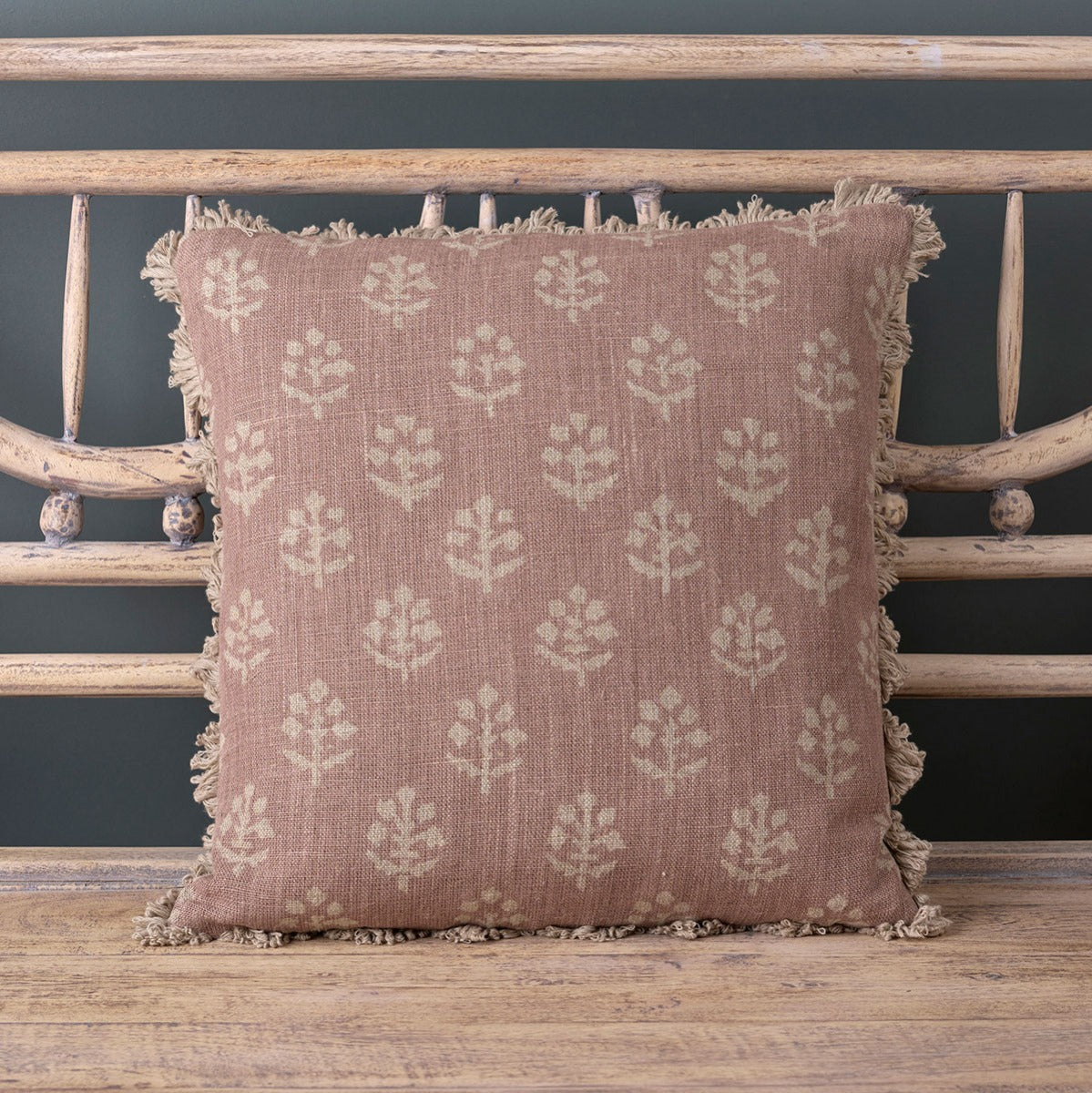 Reverse Dusky Mauve Rustic Megha Linen Cushion | Susie Watson Designs
