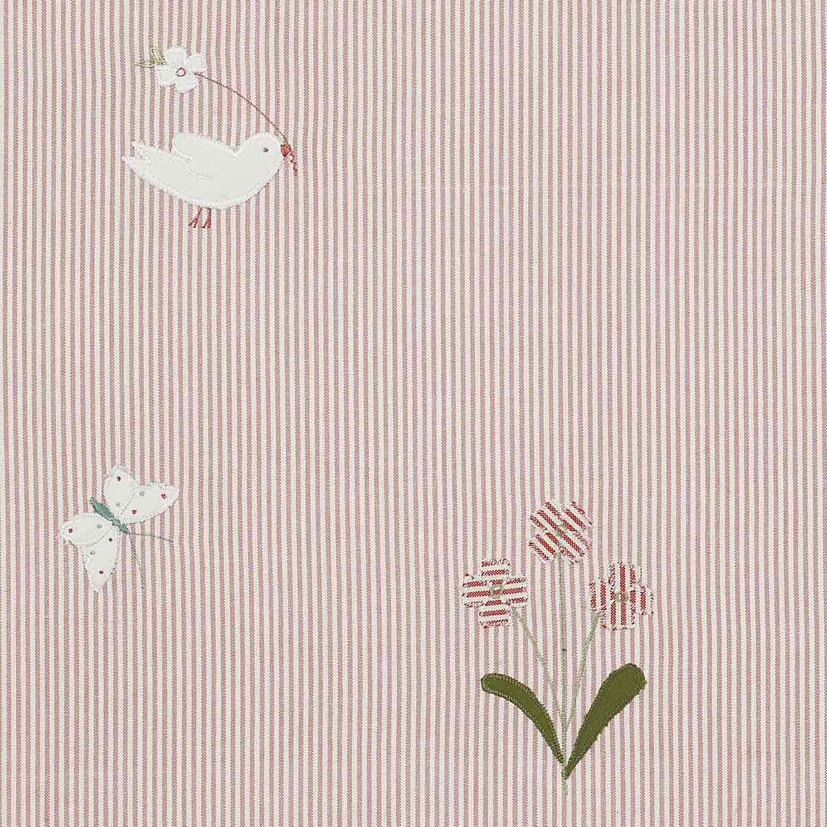 Pink Bird & Flower Embroidered Panel | Susie Watson Designs