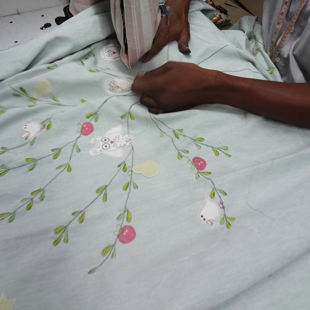 Bird Tree Embroidered Panel | Susie Watson Designs