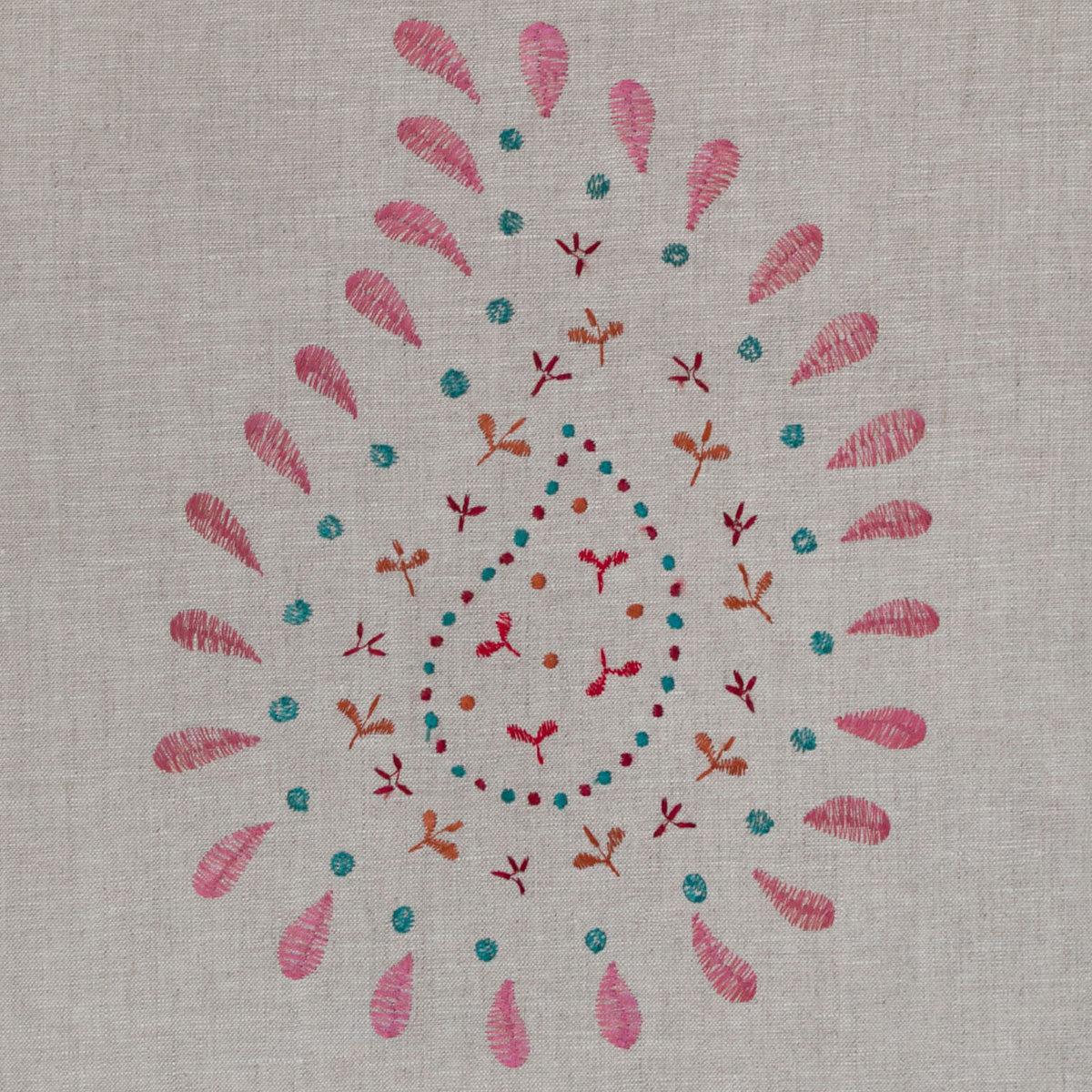 Rose Embroidered Malathi Linen – 147 - Roll End 2.7m – Susie Watson Designs