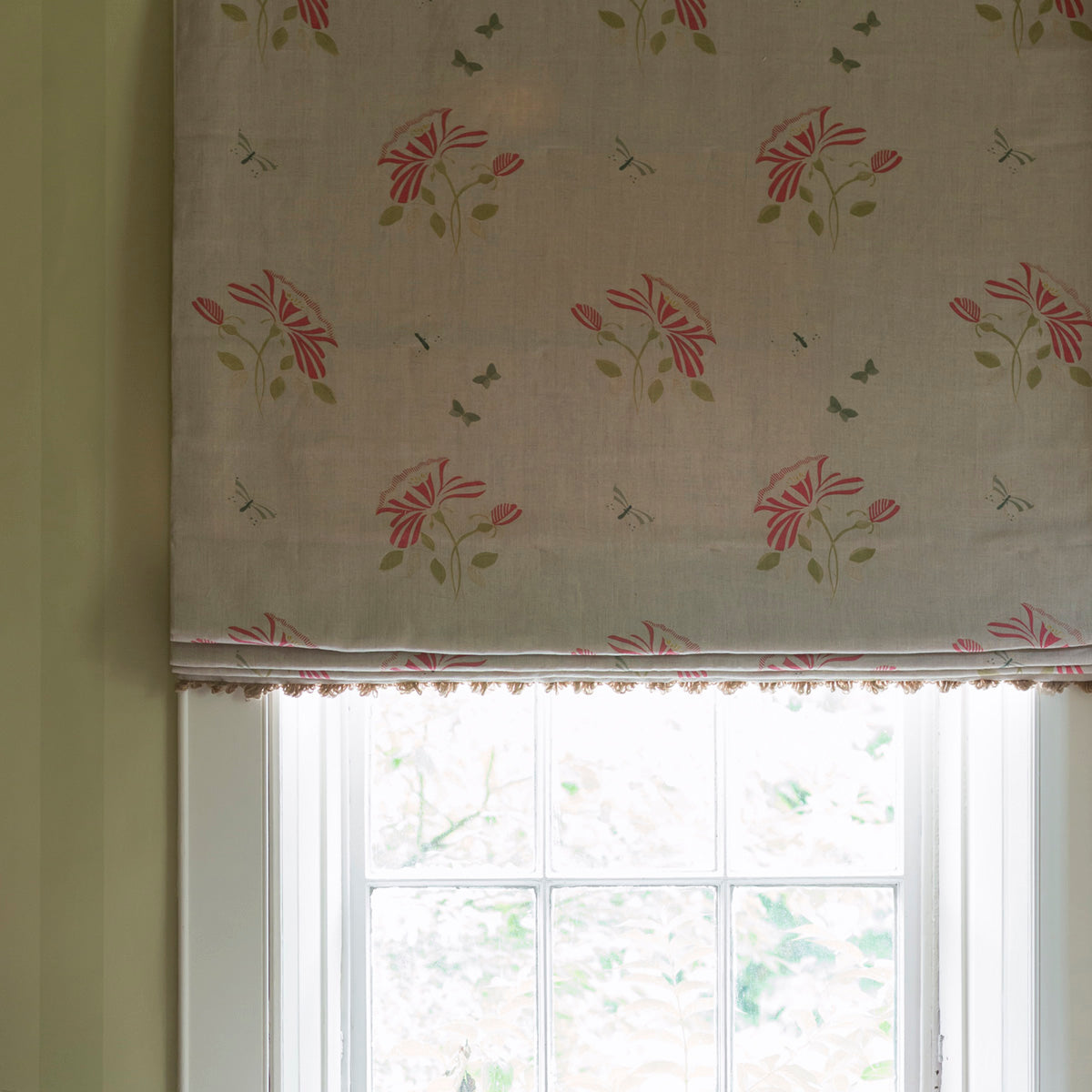 Hand-printed Red Rose Linen – 302 | Susie Watson Designs