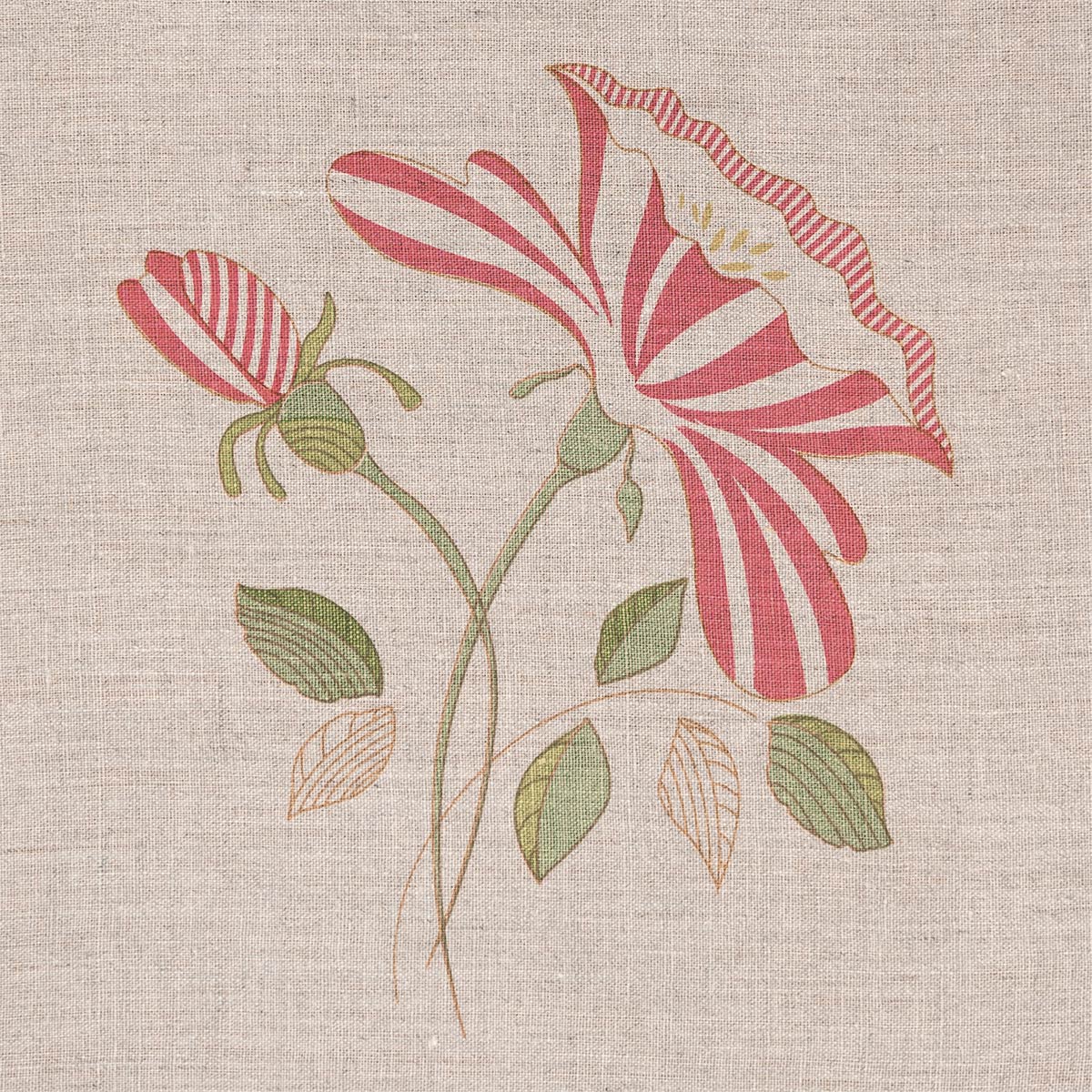 Hand-printed Red Rose Linen – 302 | Susie Watson Designs