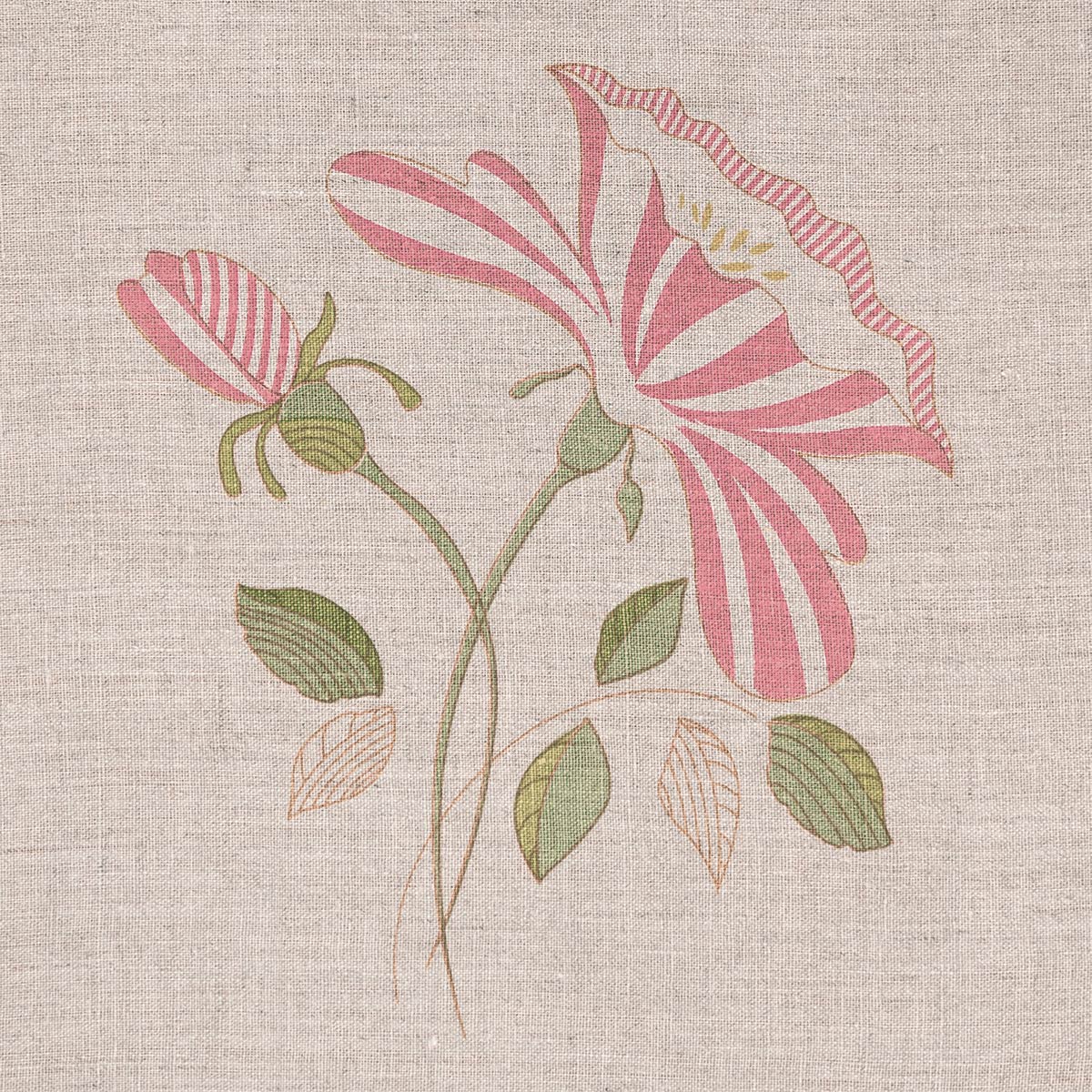 Hand-printed Pink Rose Linen Fabric – 303 | Susie Watson Designs