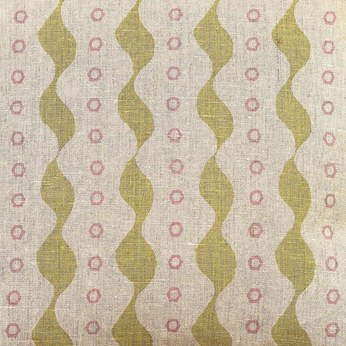 Hand-printed Green Pink Bloomsbury Linen - 330 | Susie Watson Designs