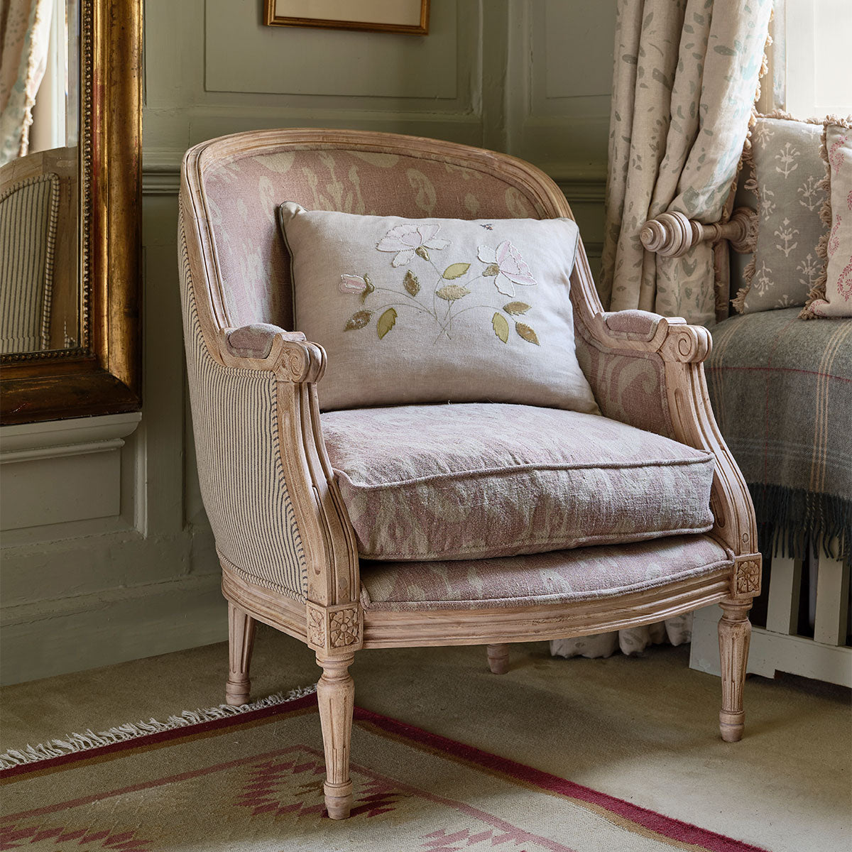 Hand-printed Dusky Pink Sacha Linen - 360P 2.7 metre panel | Susie ...