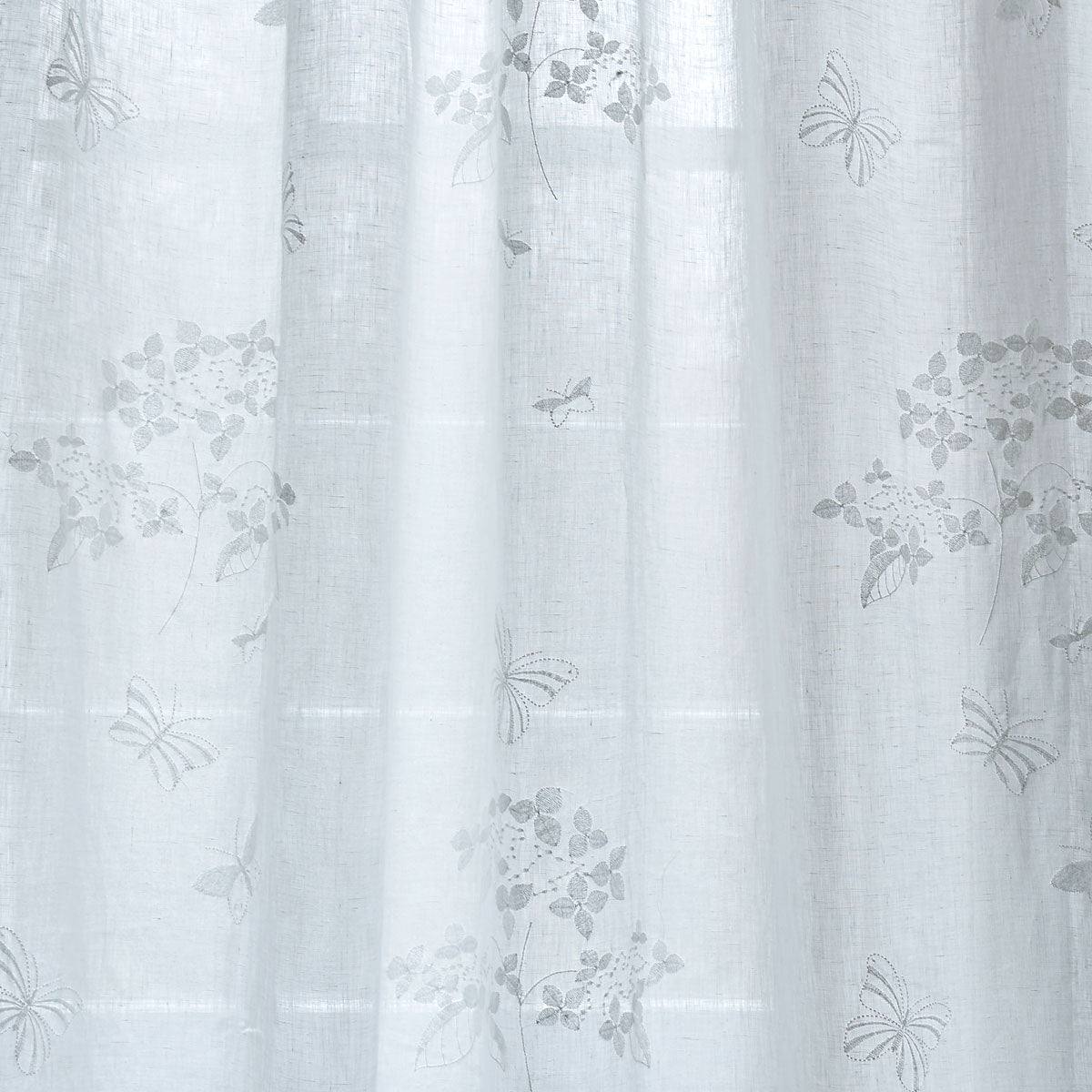 White Hydrangea Embroidered Linen Voile – 420 | Susie Watson Designs