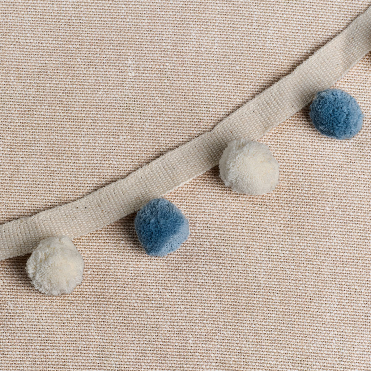 True Blue Ivory Pom Poms | Susie Watson Designs