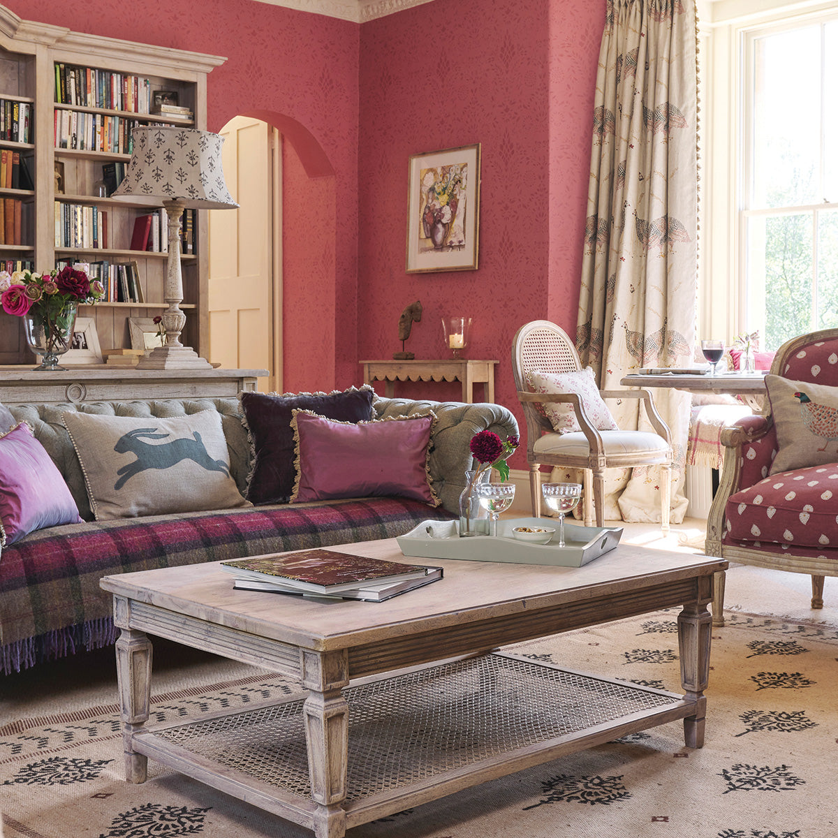 Deep Rose Maja Wallpaper | Susie Watson Designs