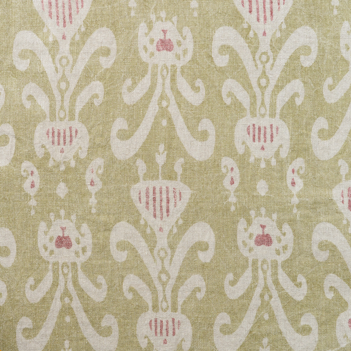 Hand-printed Linen - Summer Green Natasha - 359GR 2.7 metre panel ...