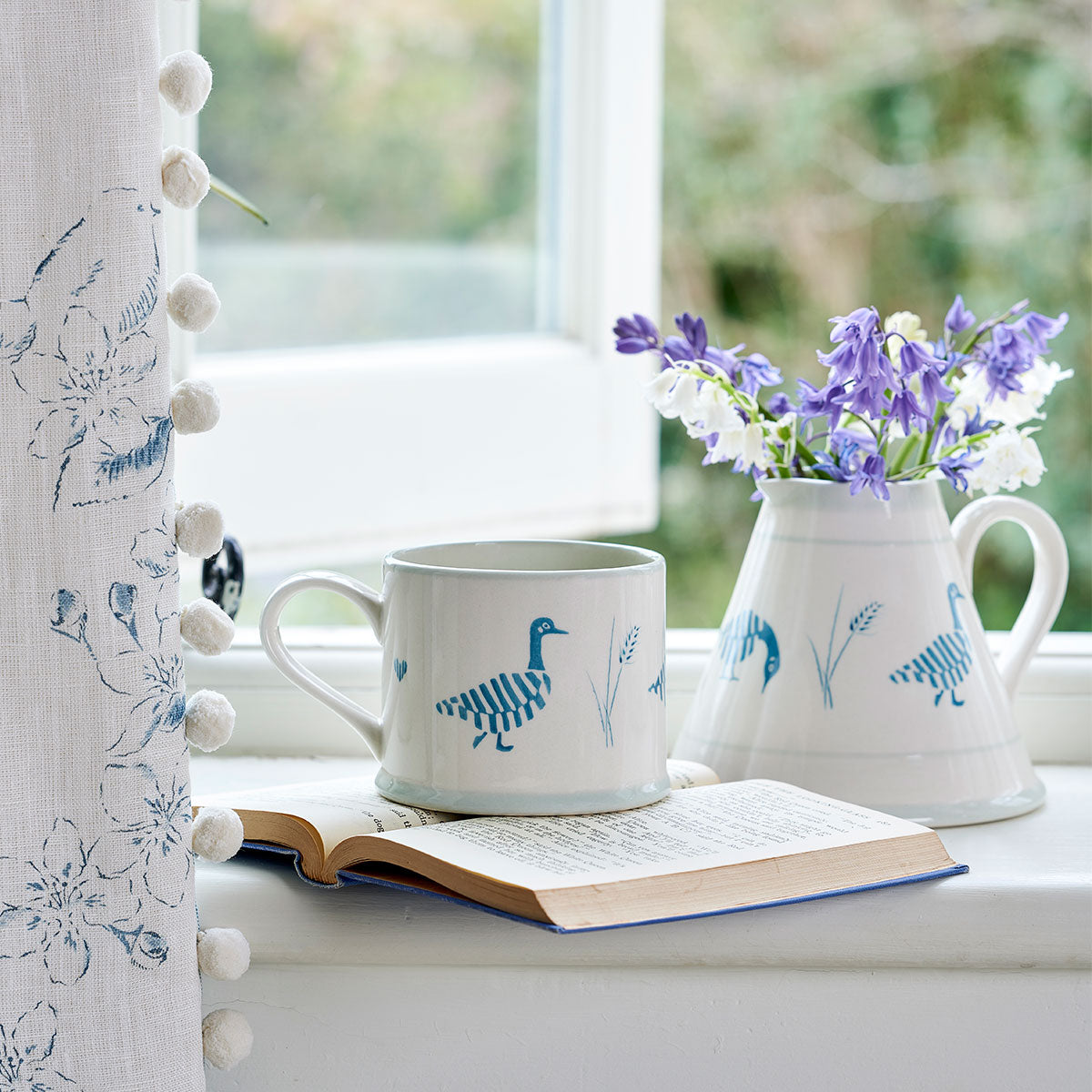 Indigo Geese in the Grass Baby Pitcher | Susie Watson Designs