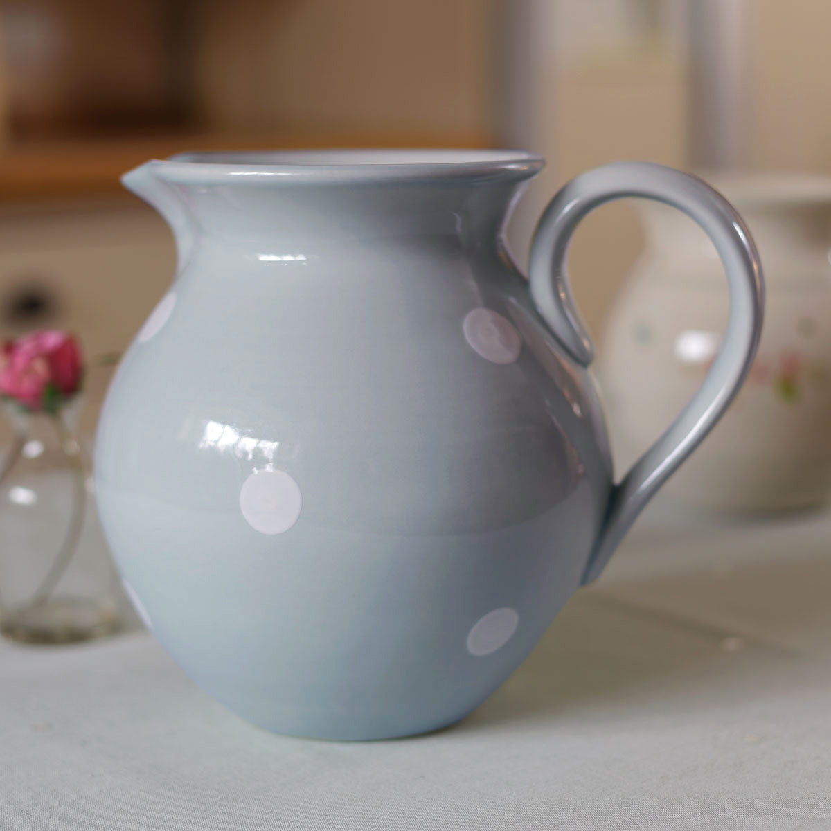 Blue White Spot Large Round Jug – Seconds – Susie Watson Designs