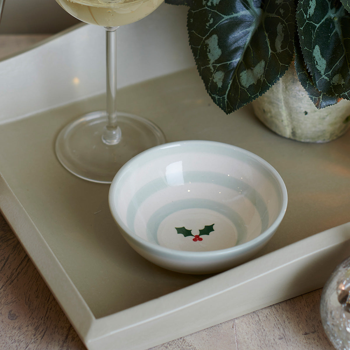 Christmas Holly Mini Bowl/Teabag Holder | Susie Watson Designs