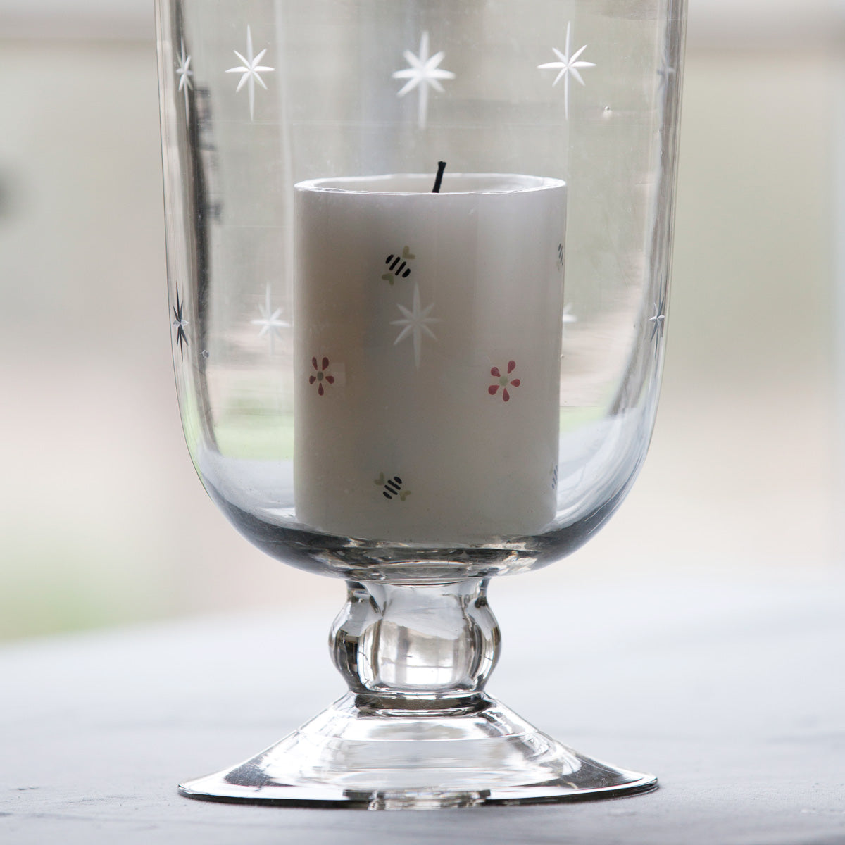Bees & Flowers Hand-painted Scented Pillar Candle 4" | Susie Watson Designs