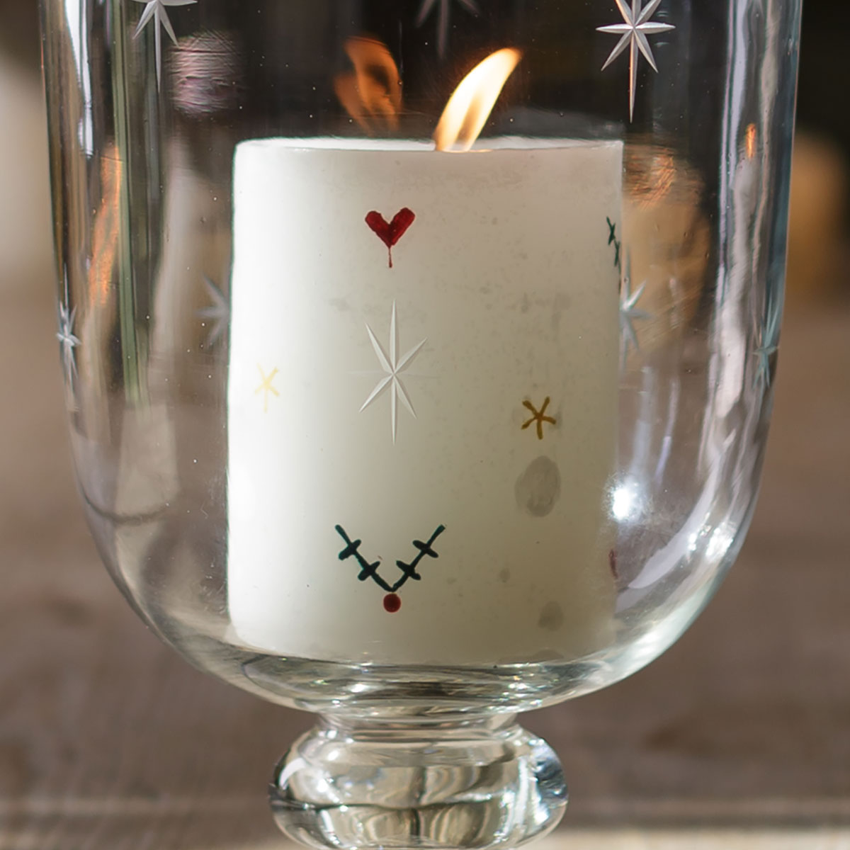 Hand-painted Holly Scented Pillar Candle 4" | Susie Watson Designs