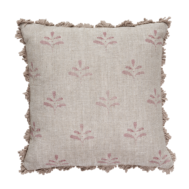 Red Leaf Rustic Linen Cushion | Susie Watson Designs