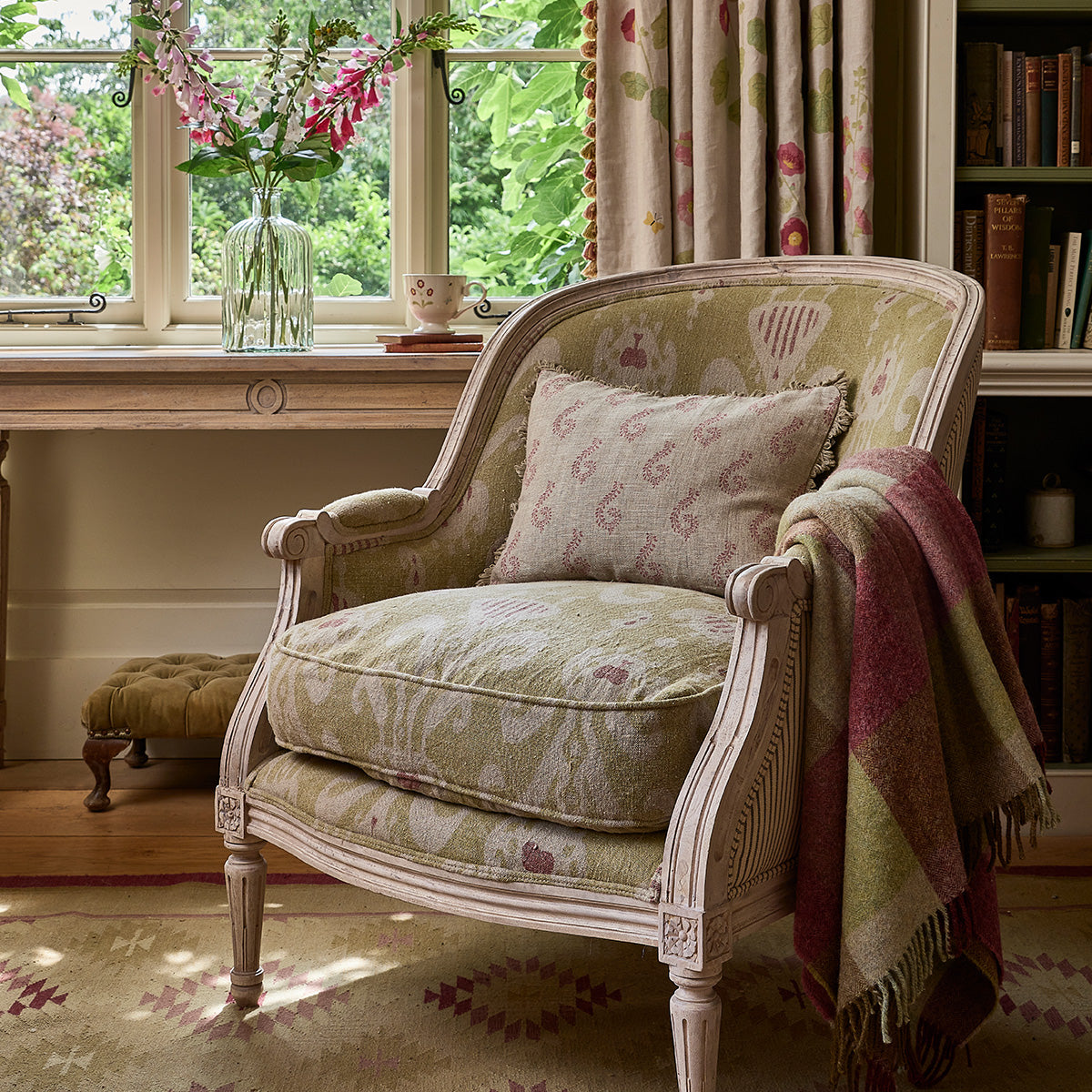 Red Shalini Rustic Linen Cushion | Susie Watson Designs