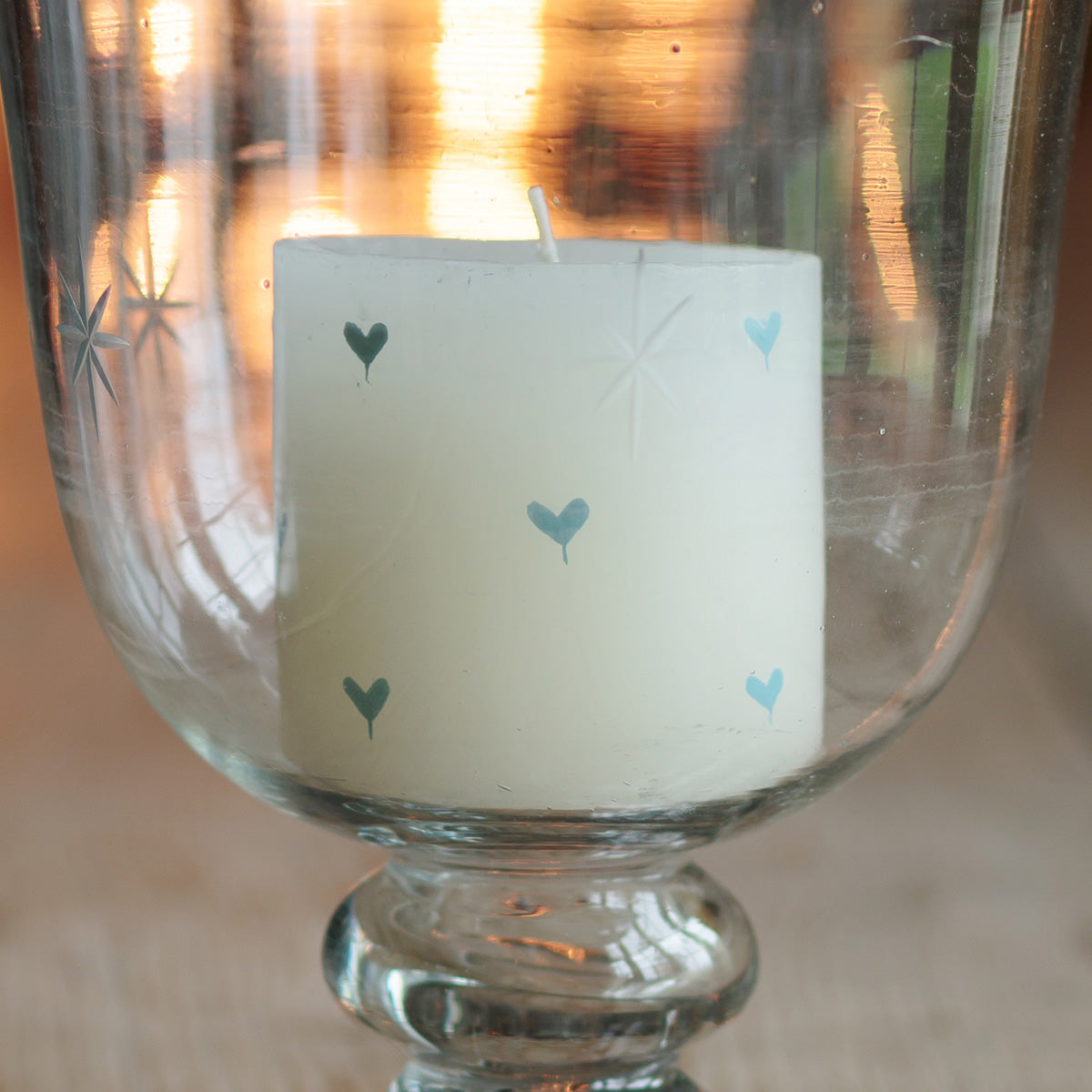 Blue Heart Hand-painted Scented Pillar Candle 3" | Susie Watson Designs