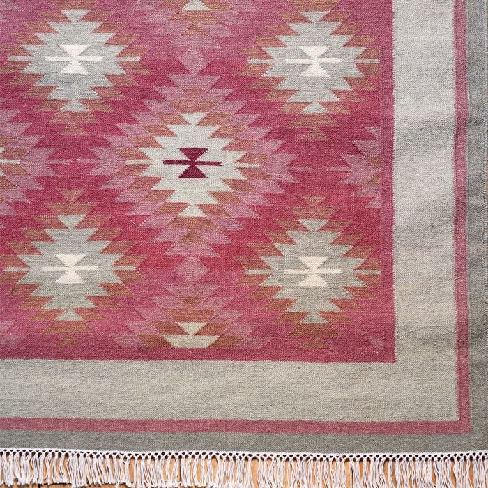 Blue Rose Ragini - Hand-woven Wool Kilim – Susie Watson Designs