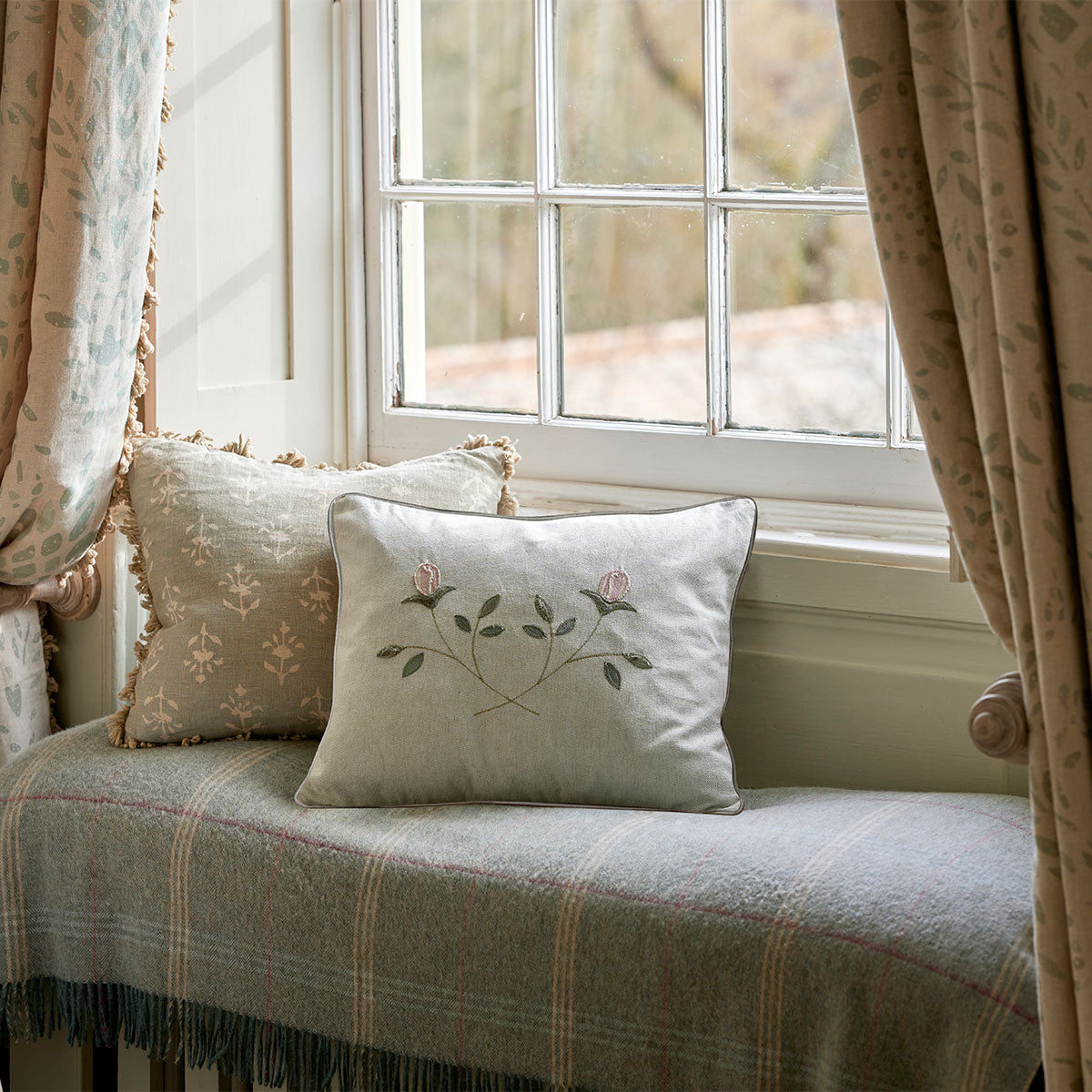 Smokey Blue Tartan Lambswool Throw | Susie Watson Designs