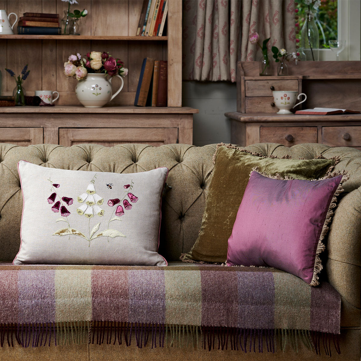 Violet Olive Harlequin Lambswool Throw | Susie Watson Designs